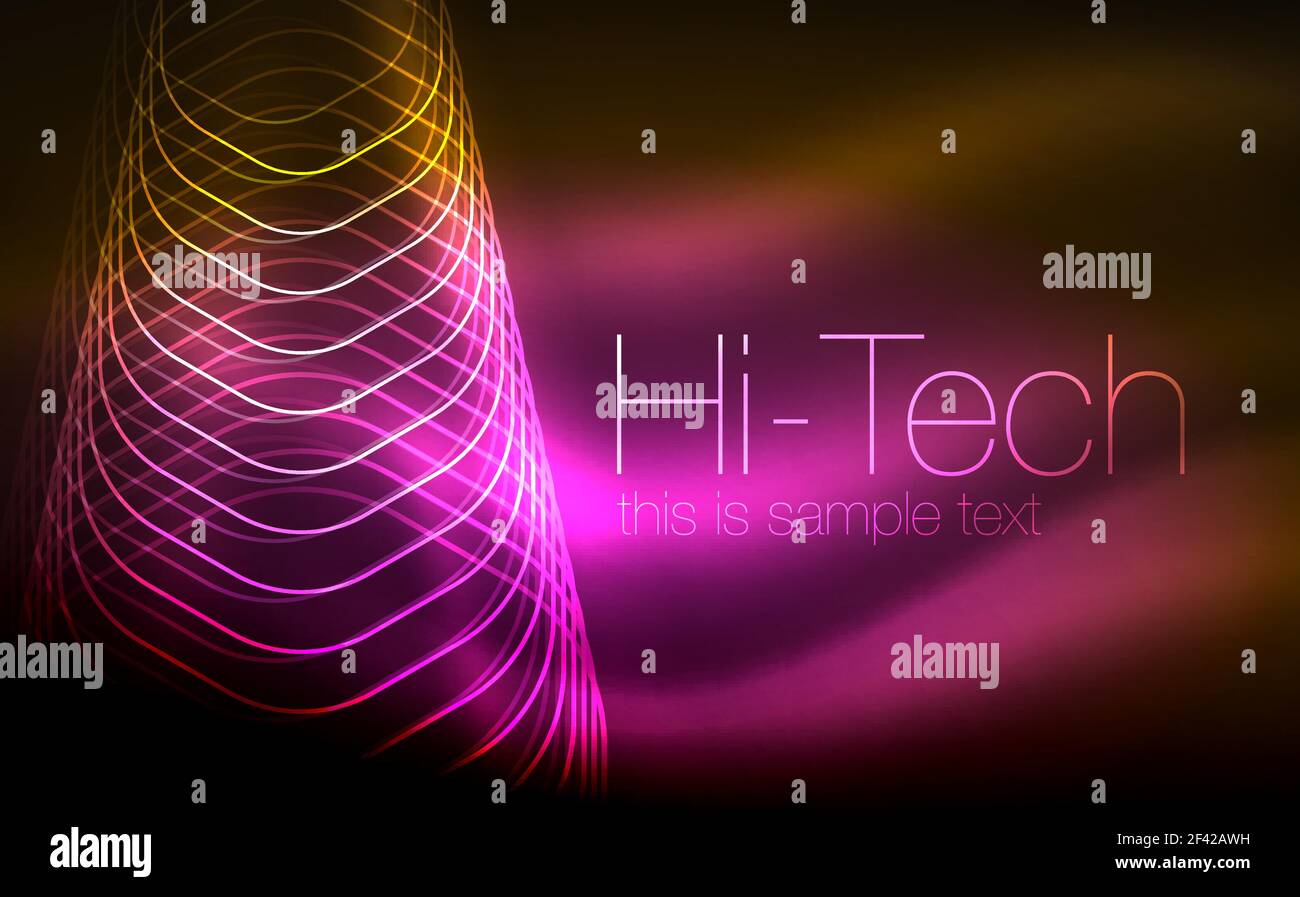 Outline hexagons, glowing geometric shapes, digital techno abstract ...