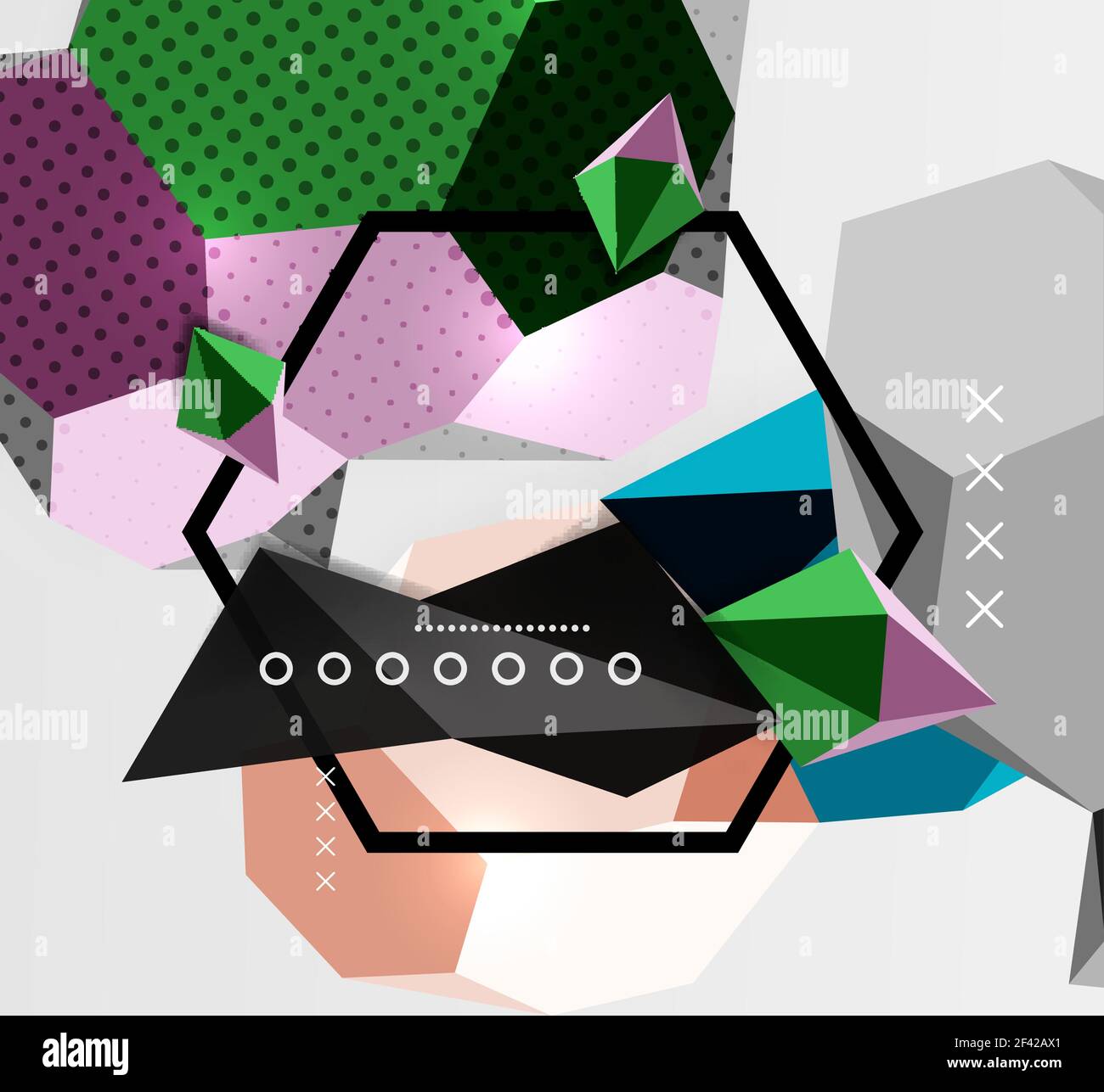Color 3d geometric composition poster. Color 3d geometric composition ...