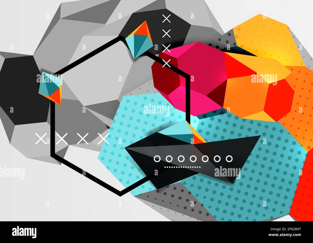 Color 3d geometric composition poster. Color 3d geometric composition ...