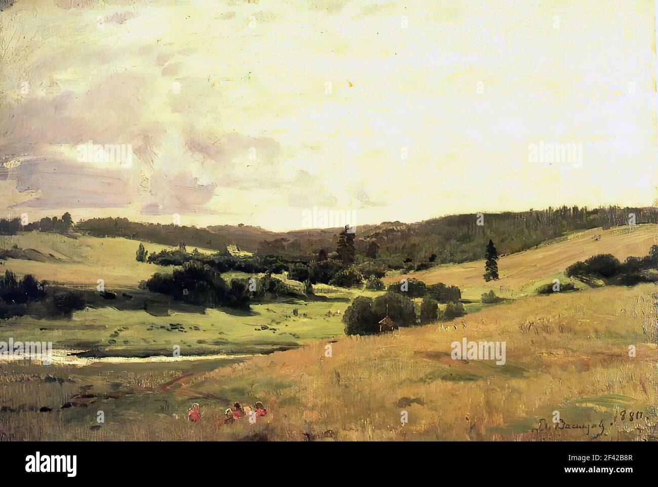 Viktor Vasnetsov - Valley River near Village Vori Whorl Landscape with ...