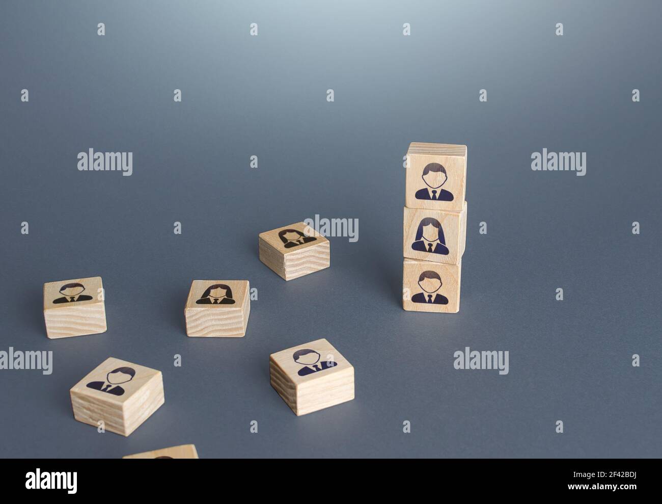 Figurine blocks with employees. Personnel recruitment concept. Team ...