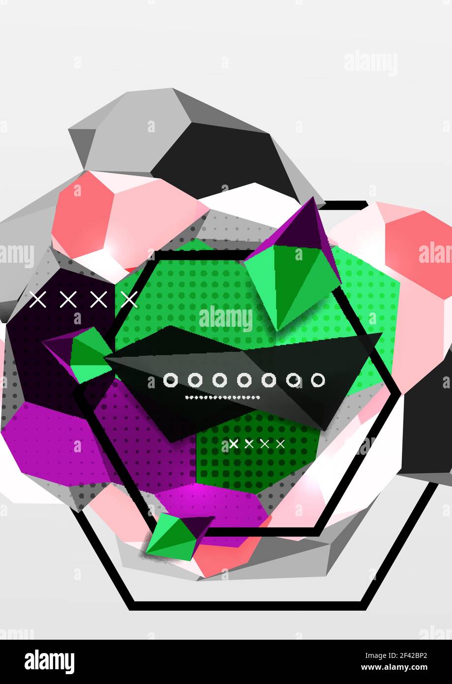 Color 3d geometric composition poster. Color 3d geometric composition ...