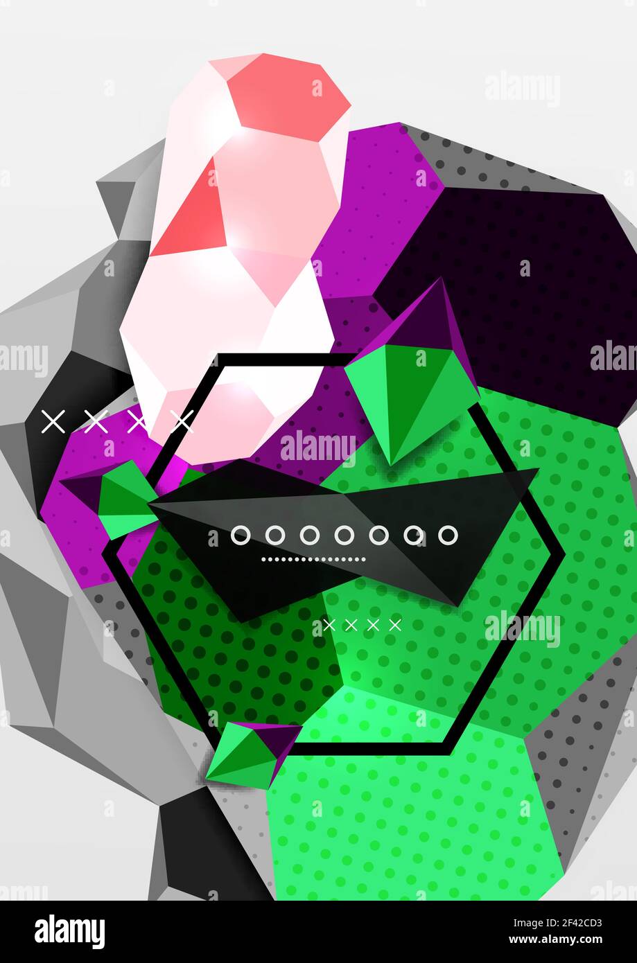 Color 3d geometric composition poster. Color 3d geometric composition ...