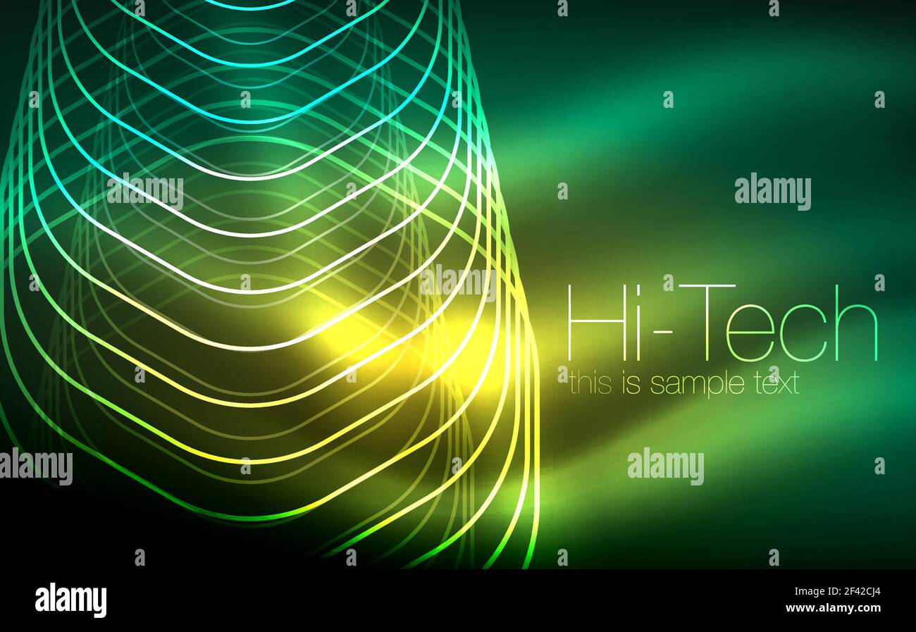 Outline hexagons, glowing geometric shapes, digital techno abstract ...