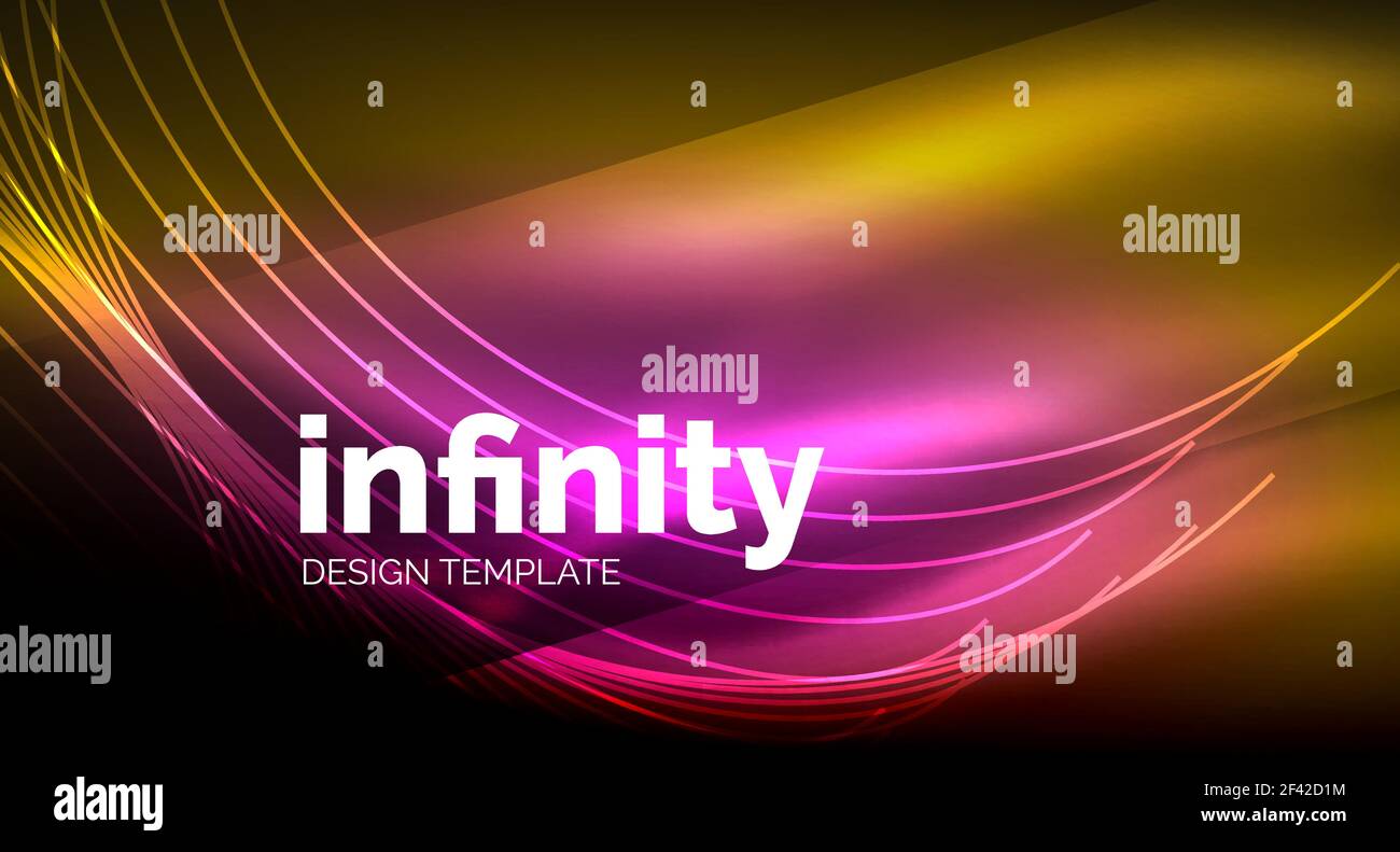 Abstract wave on dark background, shiny glowing neon digital background ...