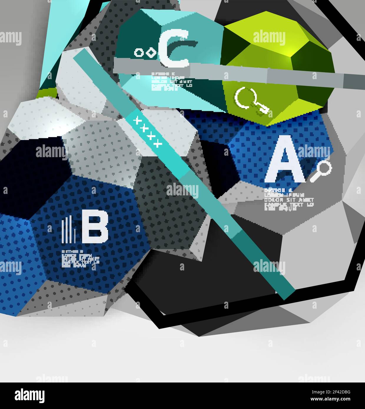 3d hexagon geometric composition, geometric digital abstract background ...