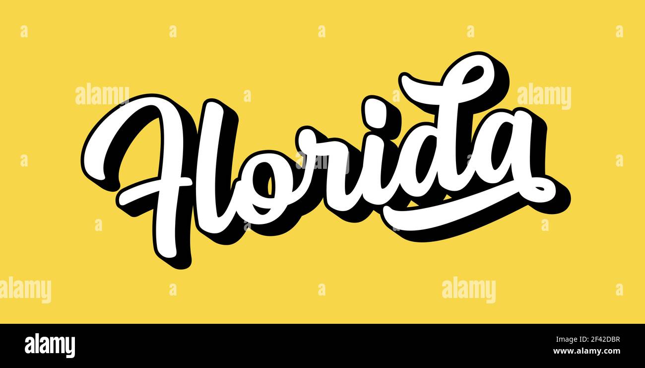 Hand sketched FLORIDA text. 3D vintage, retro lettering for poster ...