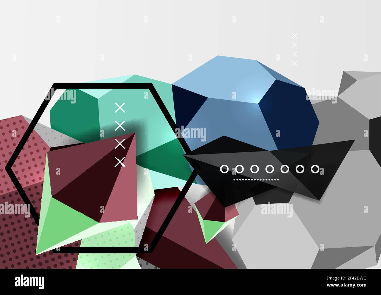 Color 3d geometric composition poster. Color 3d geometric composition ...