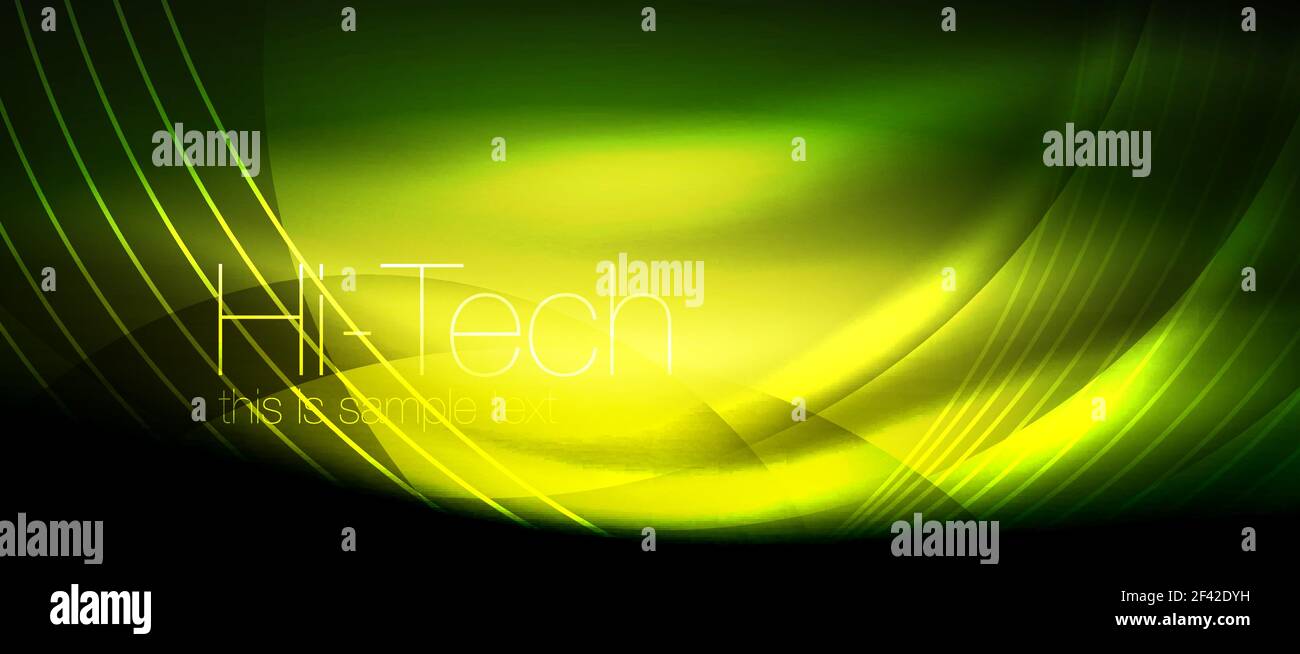 Glossy light effect neon glowing waves, shiny lights. Glossy light ...