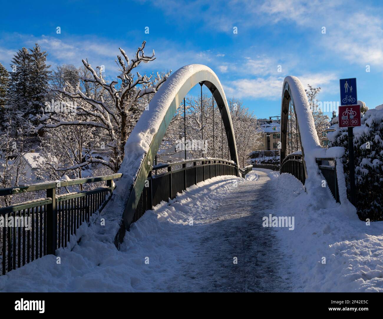 The new pedestrian bridge, replacing the old railway bridge at Nesttun ...