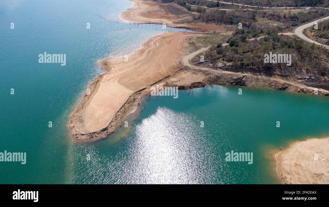 aerial drone view of a half-empty marsh with its beaches Stock Photo ...