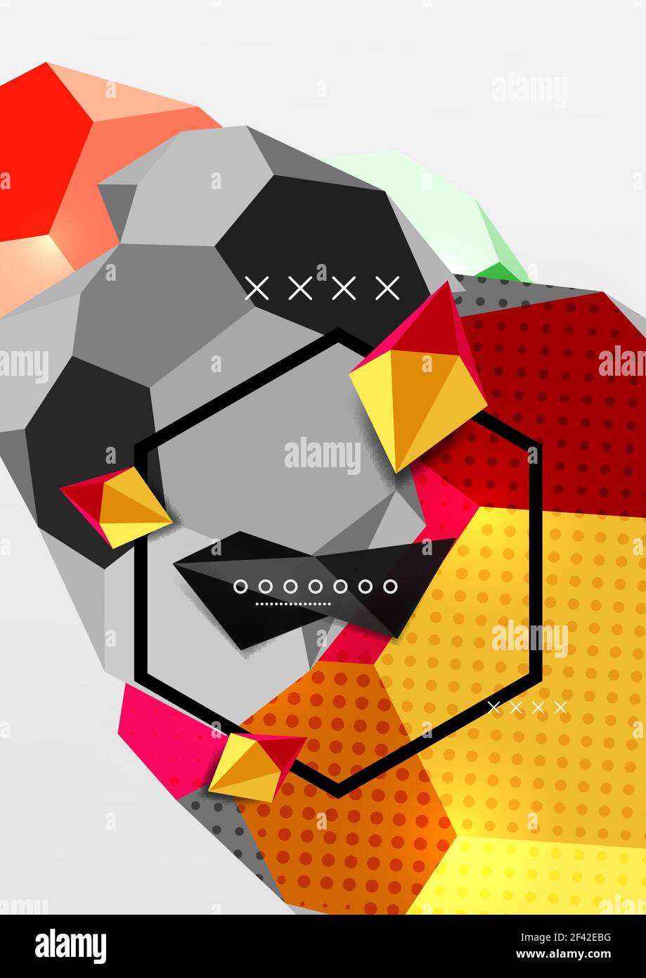 Color 3d geometric composition poster. Color 3d geometric composition ...