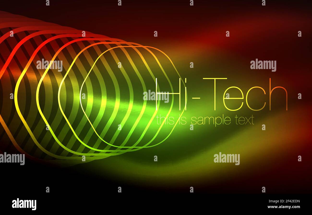 Outline hexagons, glowing geometric shapes, digital techno abstract ...