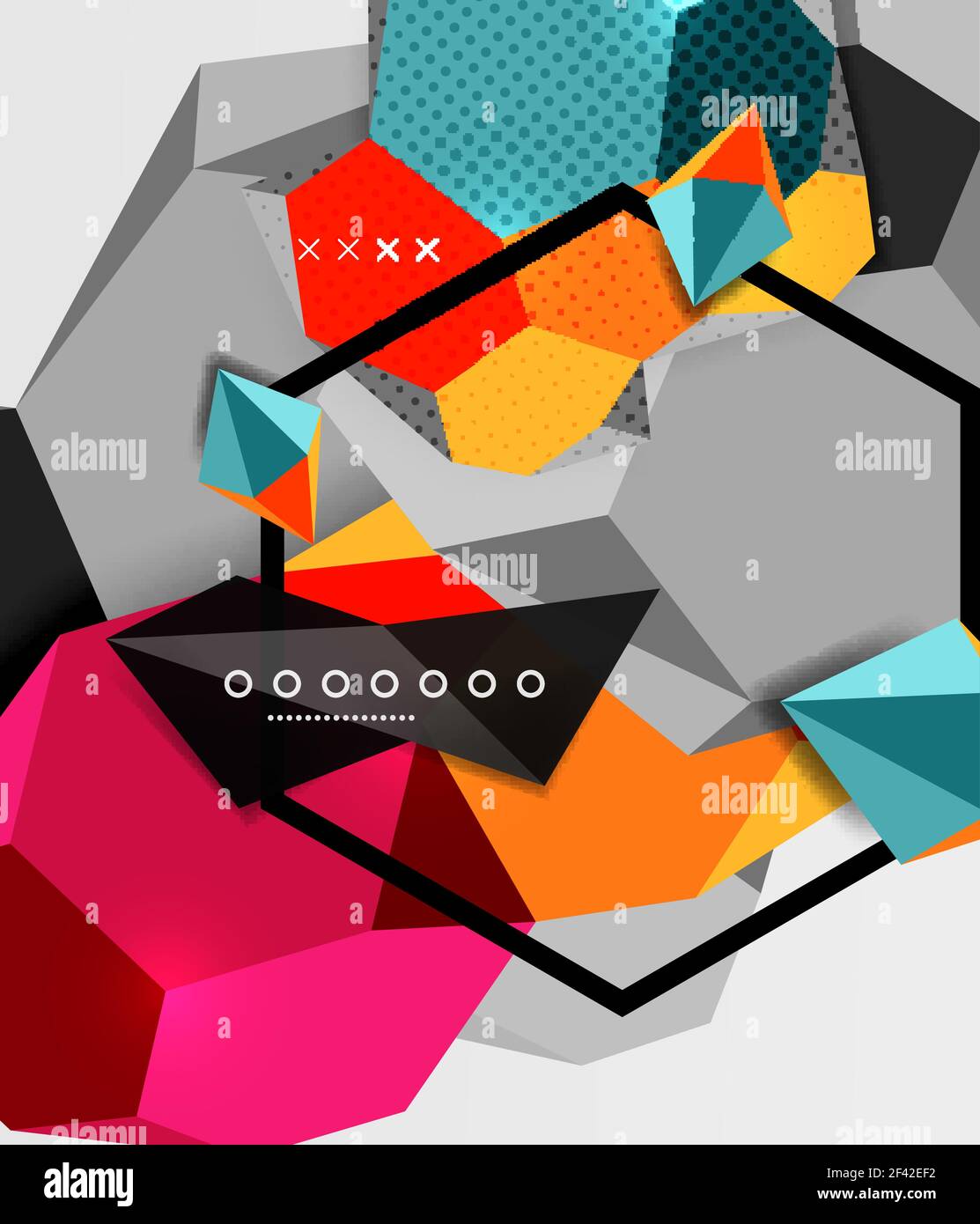 Color 3d geometric composition poster. Color 3d geometric composition ...