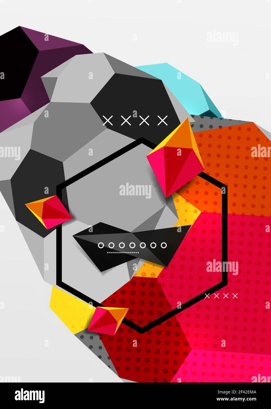 Color 3d geometric composition poster. Color 3d geometric composition ...