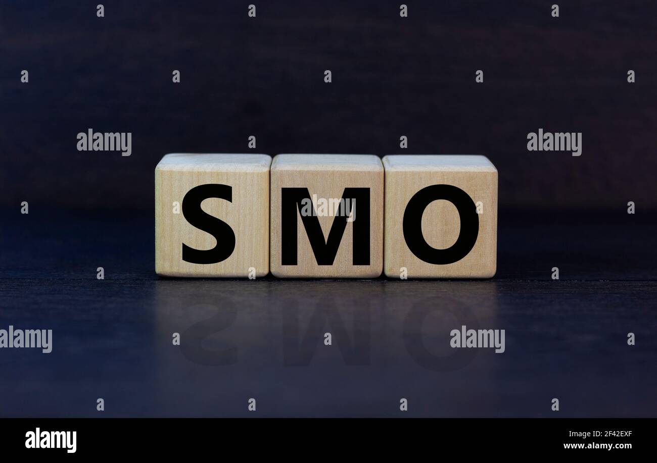 SMO, social media optimization symbol. Wooden cubes with word 'SMO ...
