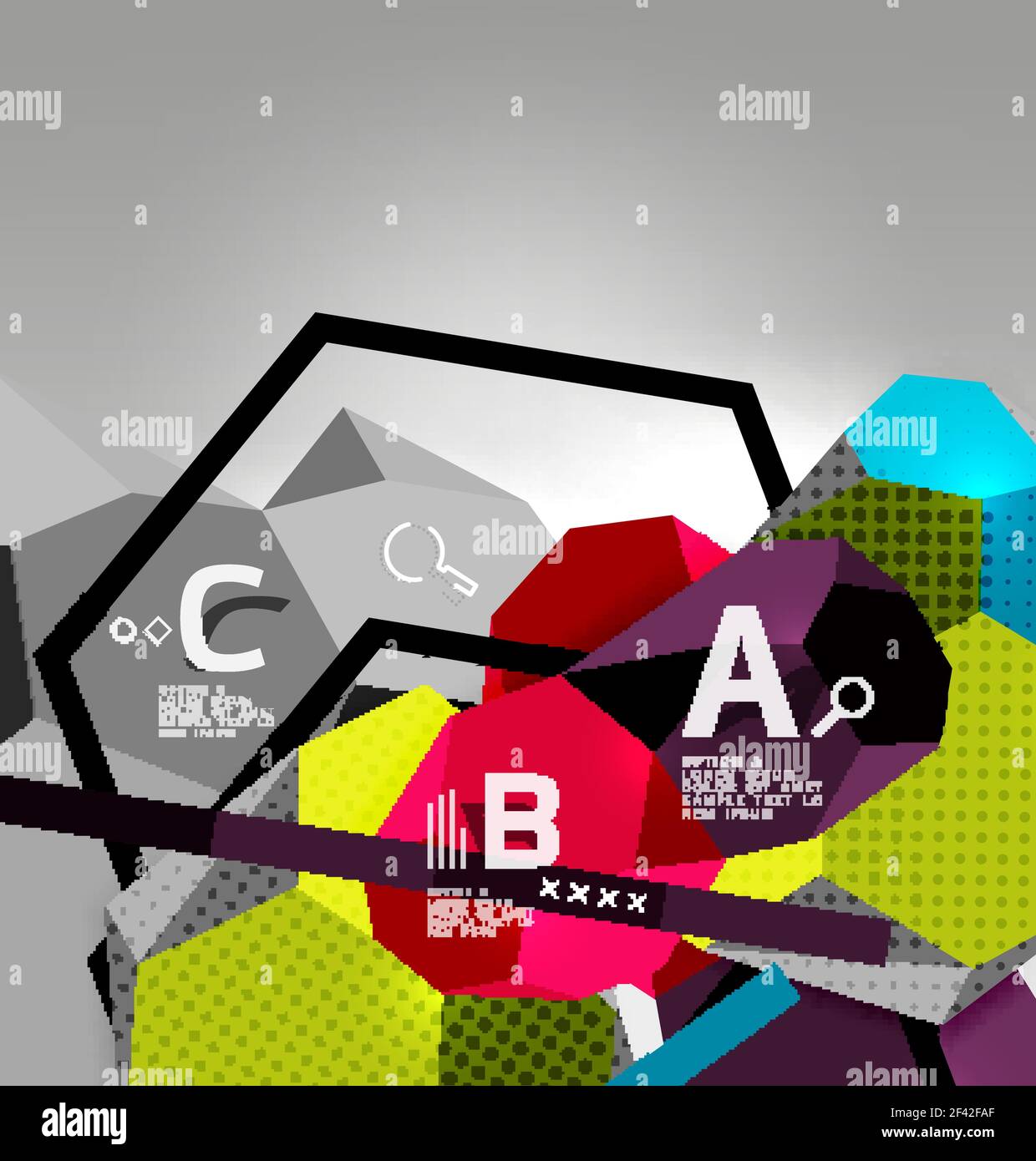 3d hexagon geometric composition, geometric digital abstract background ...