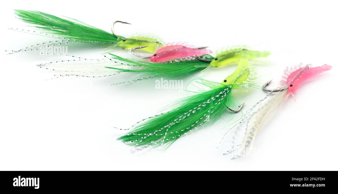 Mackerel fishing rig over white background Stock Photo - Alamy