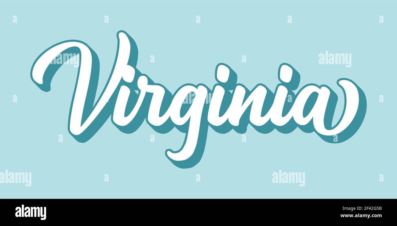 Hand sketched VIRGINIA text. 3D vintage, retro lettering for poster ...