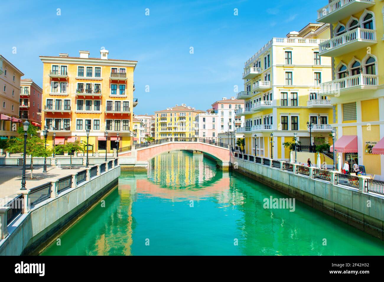Qatar, Doha - 26 December 2018: Colorful waterfront buildings in ...