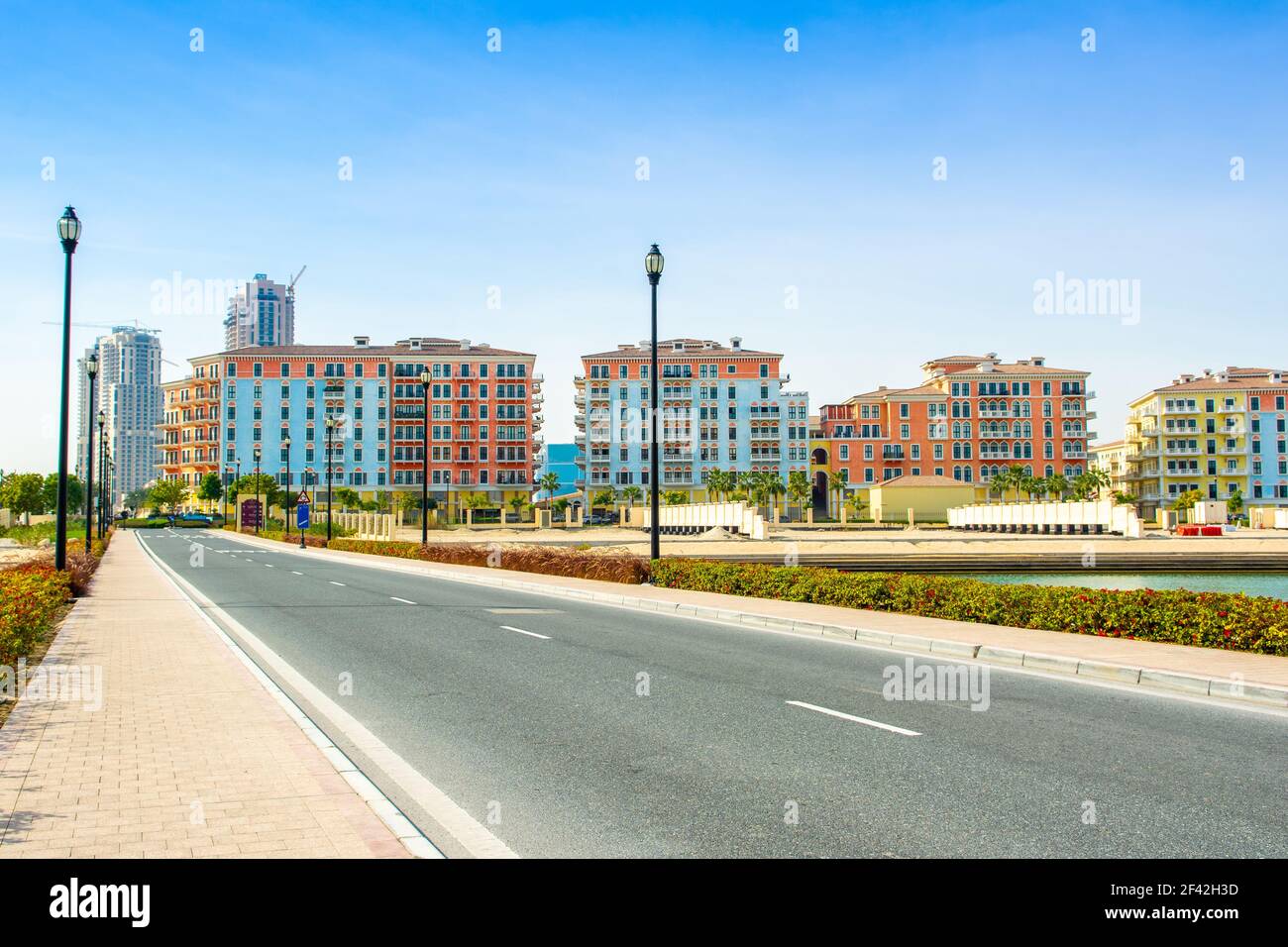 Qatar, Doha - 26 December 2018: Colorful waterfront buildings in ...