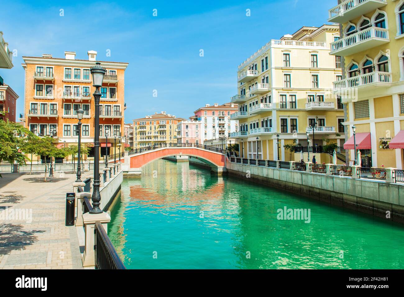 Qatar, Doha - 26 December 2018: Colorful waterfront buildings in ...