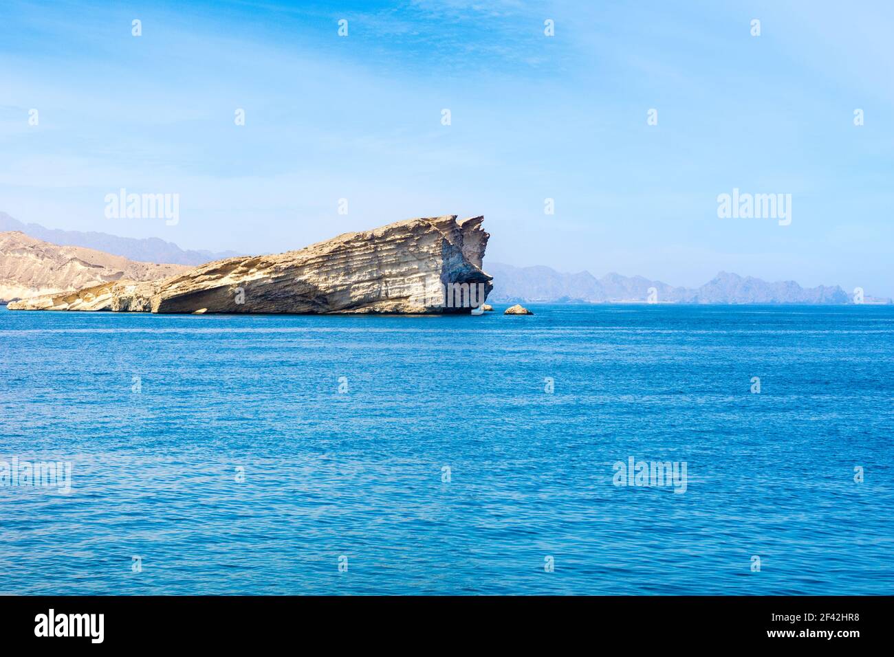Beautiful landscape of Muscat coast, Omani Bay and Hajjar mountains ...