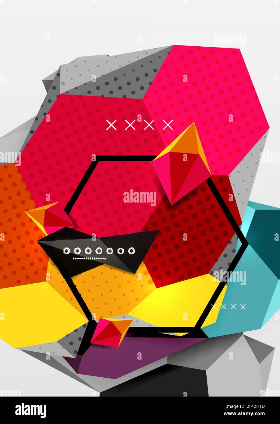 Color 3d geometric composition poster. Color 3d geometric composition ...