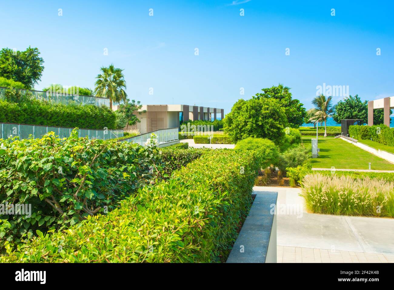 Ajman, United Arab Emirates - 30 October 2018: Landscape with modern ...