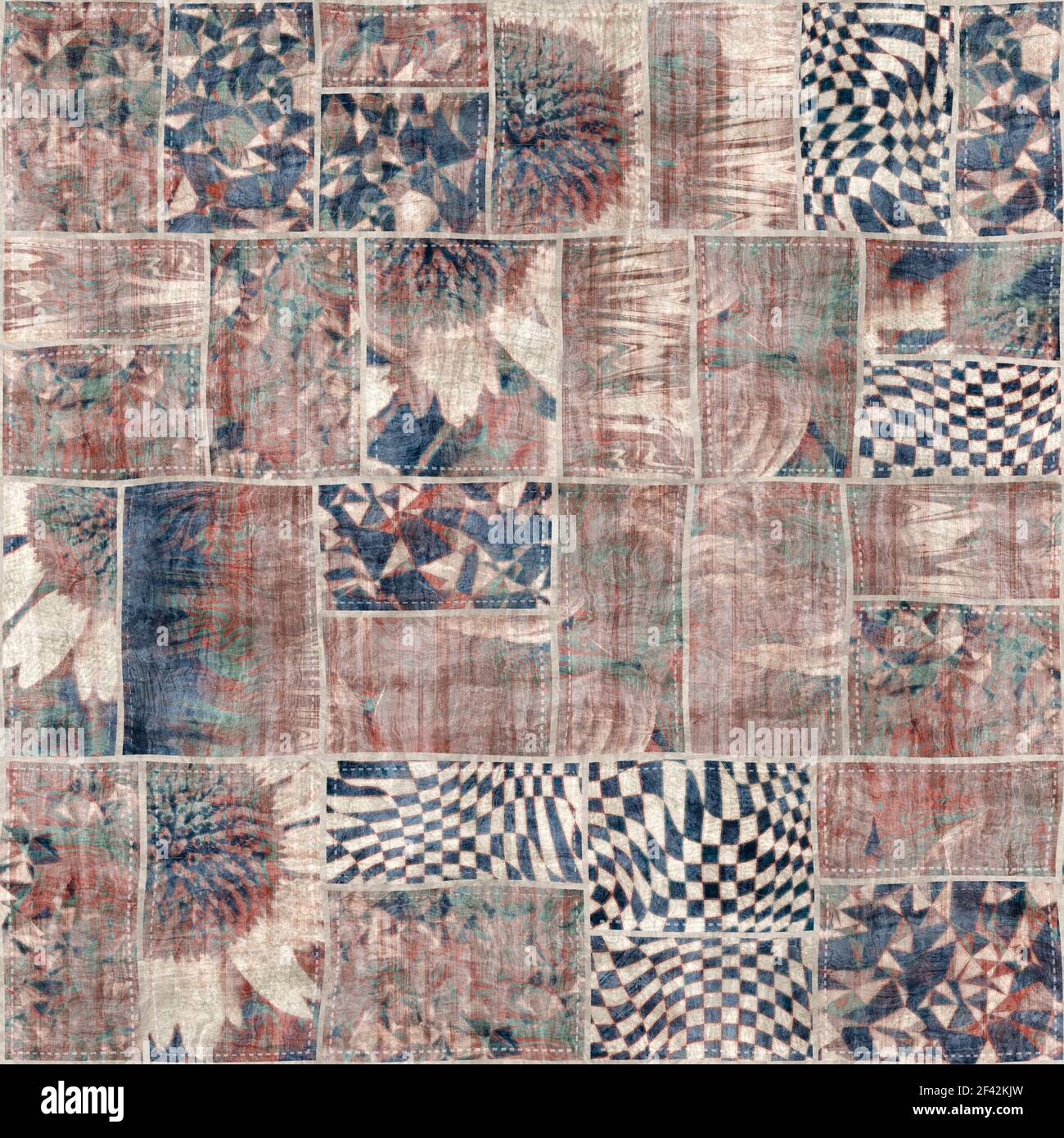Seamless patchwork collage mix quilt pattern print Stock Photo - Alamy
