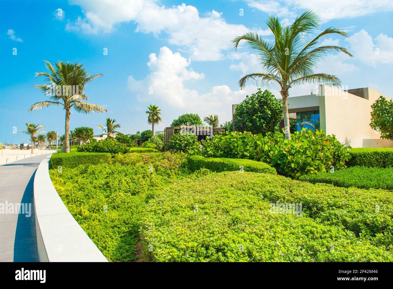 Ajman, United Arab Emirates - 30 October 2018: Landscape with modern ...