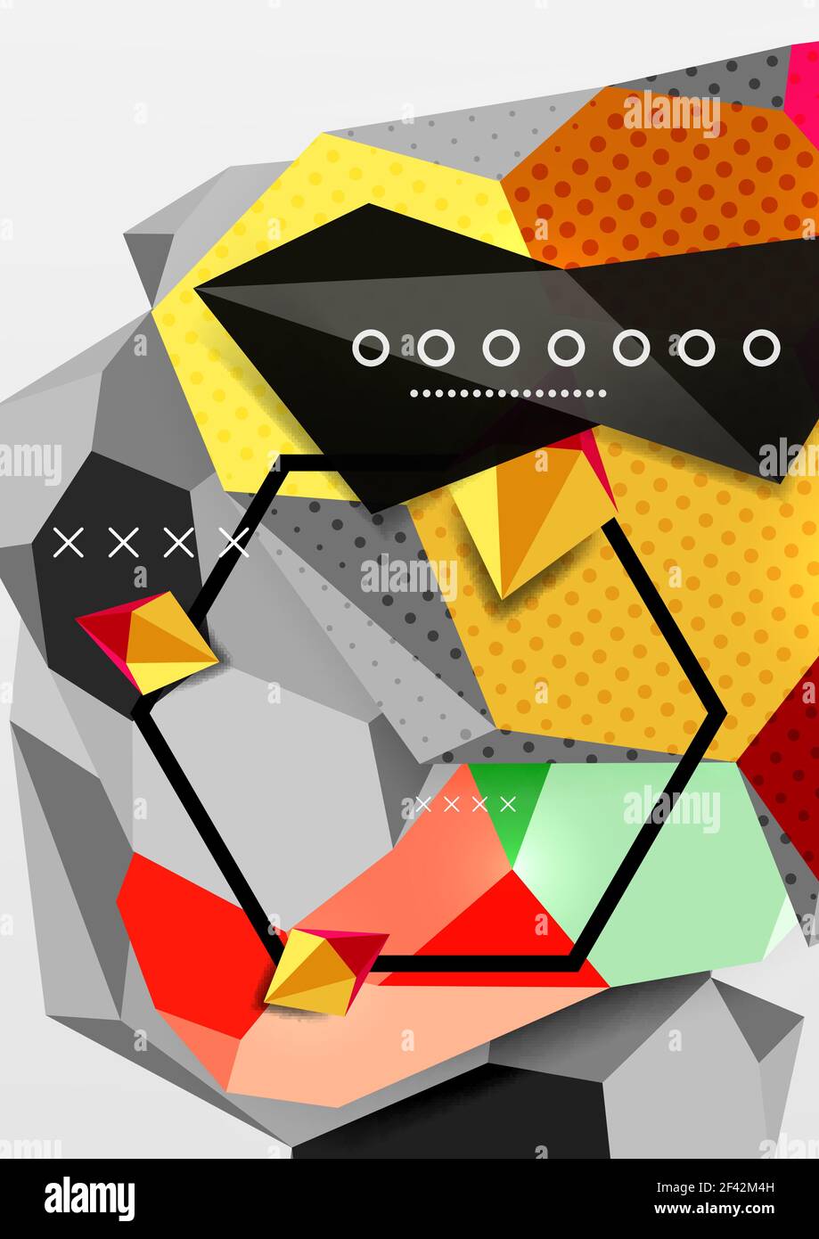 Color 3d geometric composition poster. Color 3d geometric composition ...