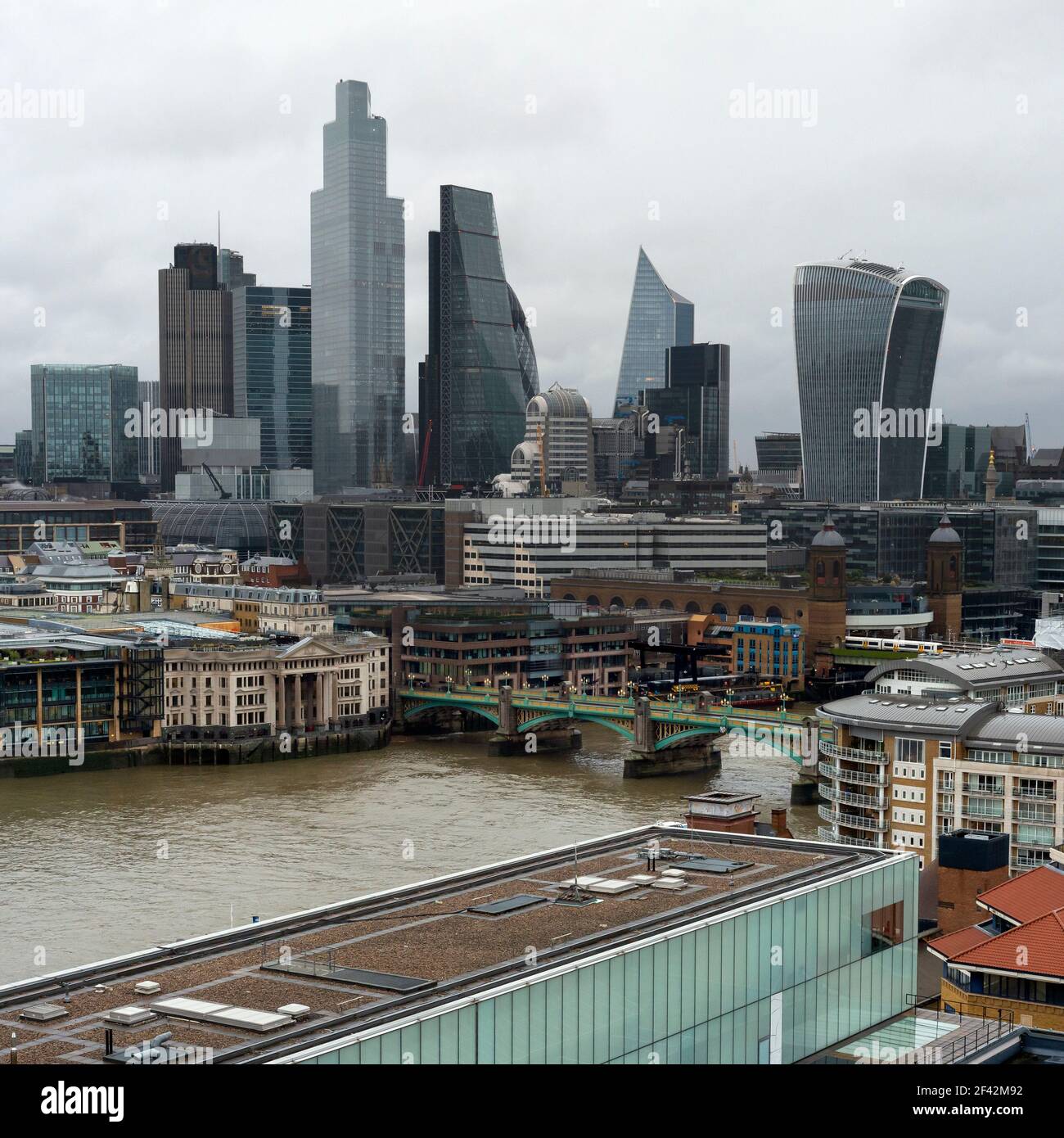 City of London financial district view across River Thames from the ...