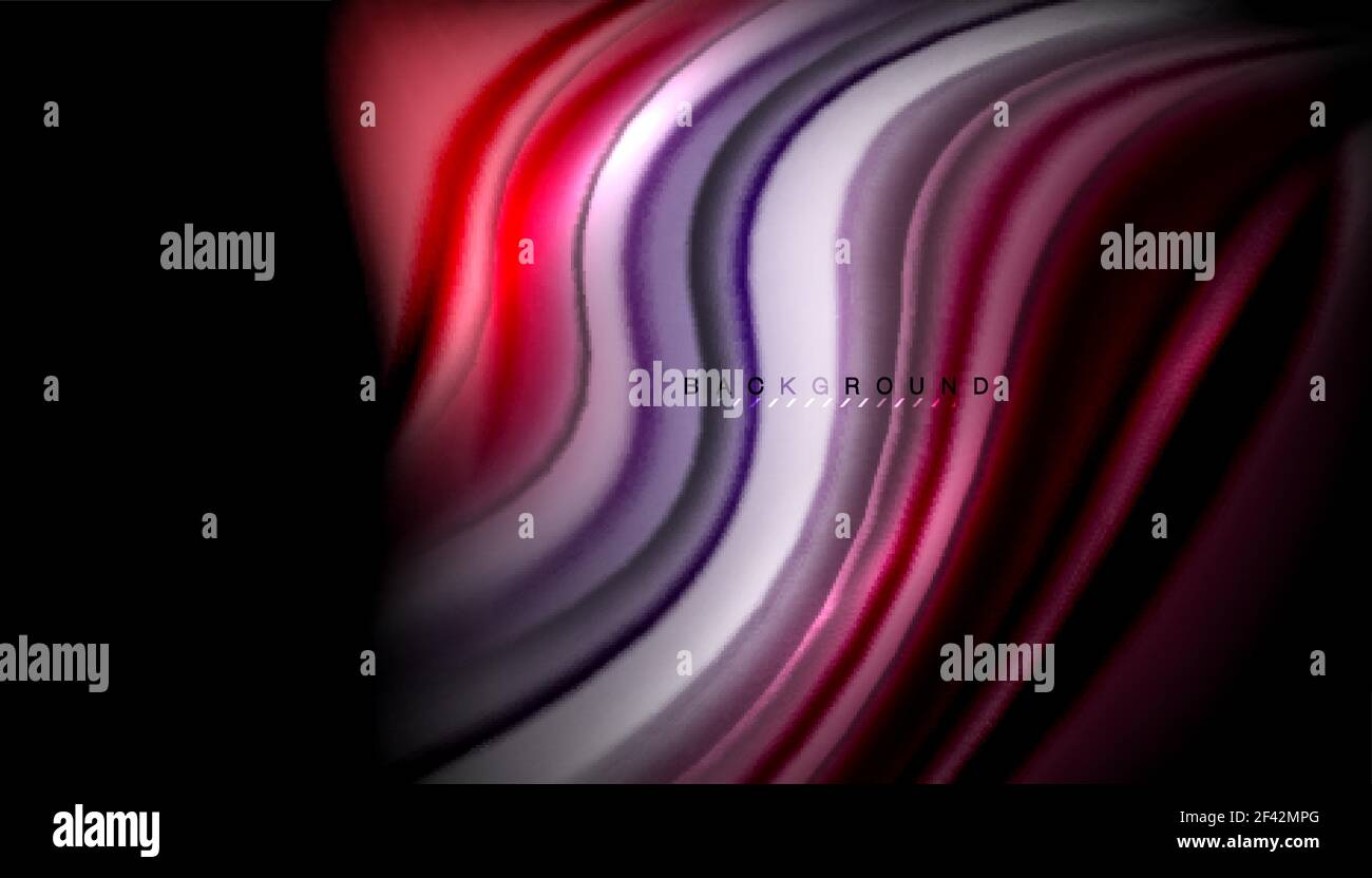 Fluid wavy multicolored lines on black. Fluid wavy multicolored lines ...