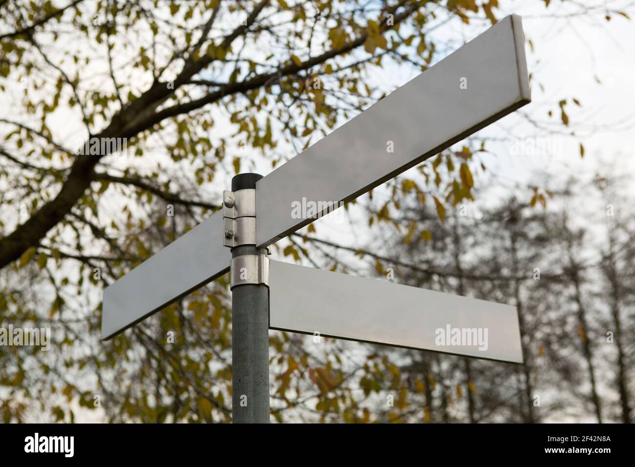 Directional blank white signs with copy space Stock Photo - Alamy
