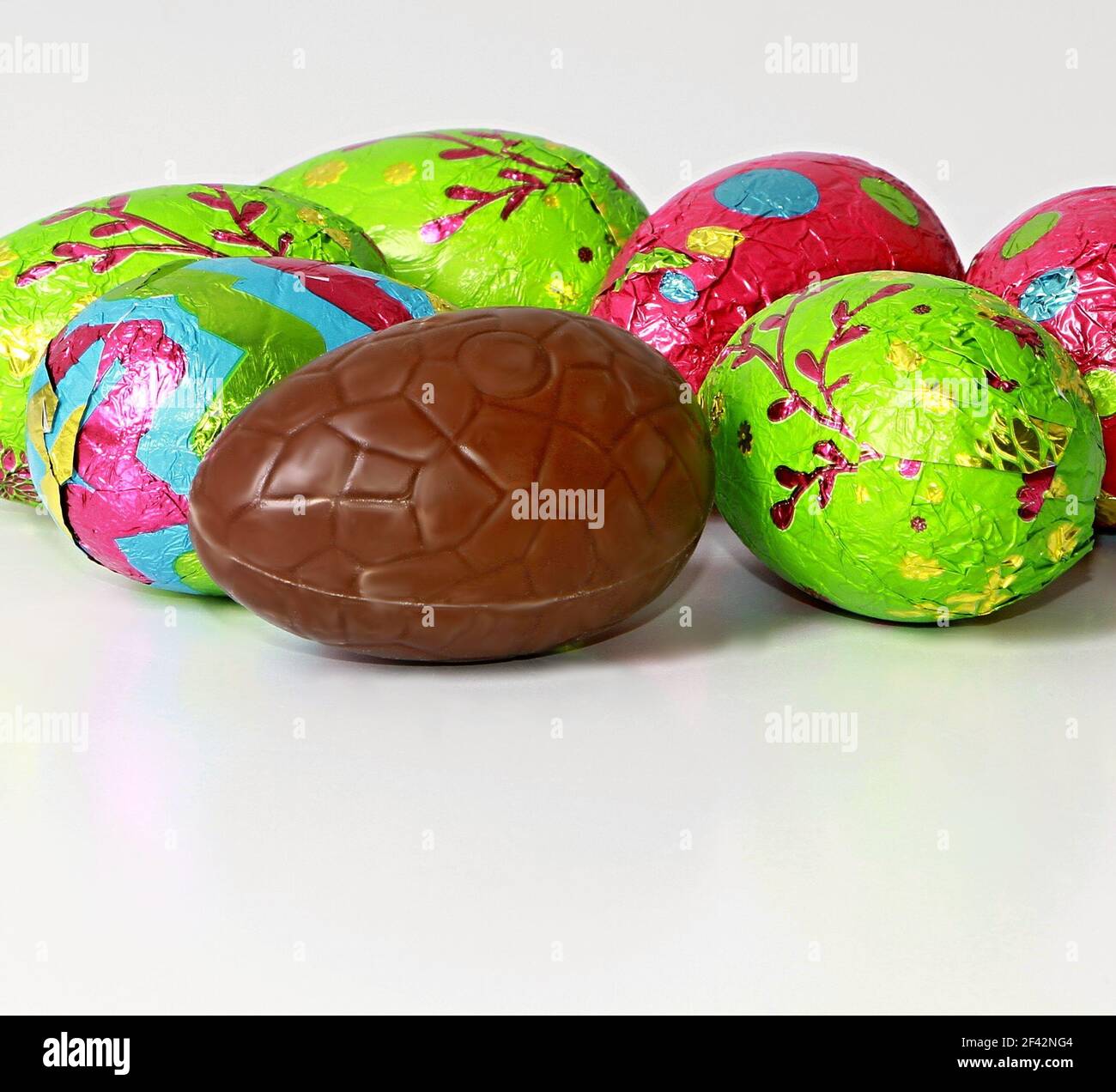 chocolate Easter eggs displayed in many colours stock photo Stock Photo ...