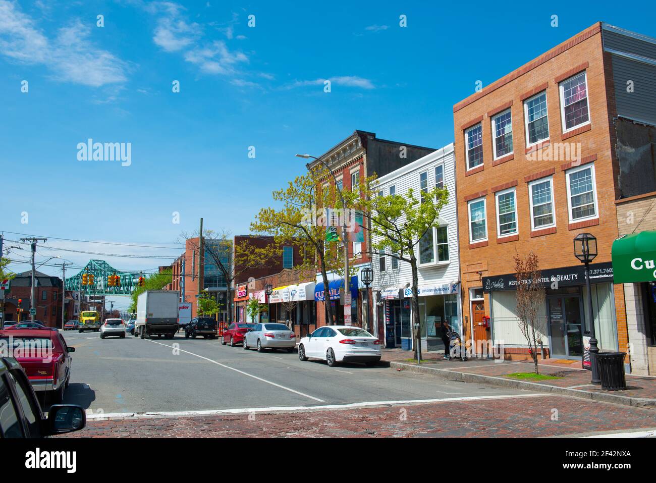 Historic commercial buildings on Broadway at Williams Street at ...