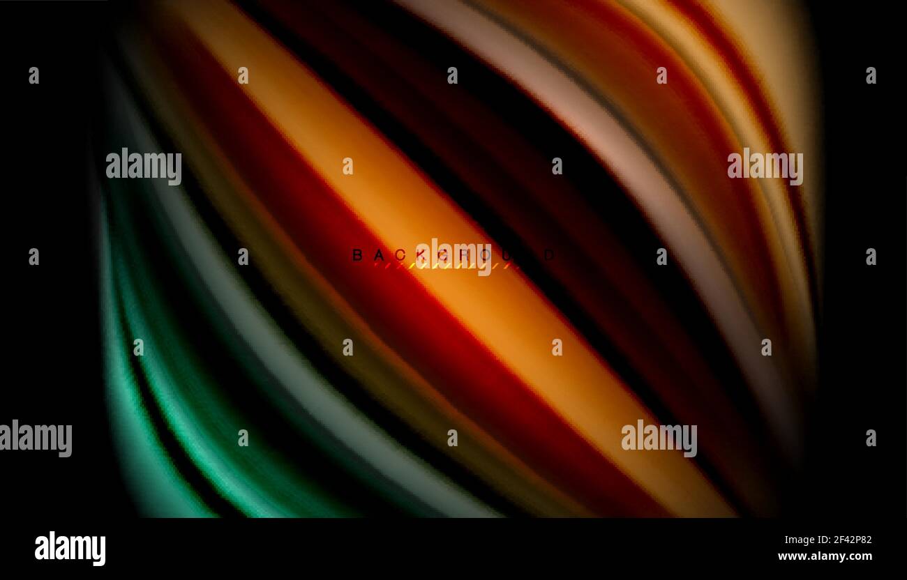 Fluid wavy multicolored lines on black. Fluid wavy multicolored lines ...
