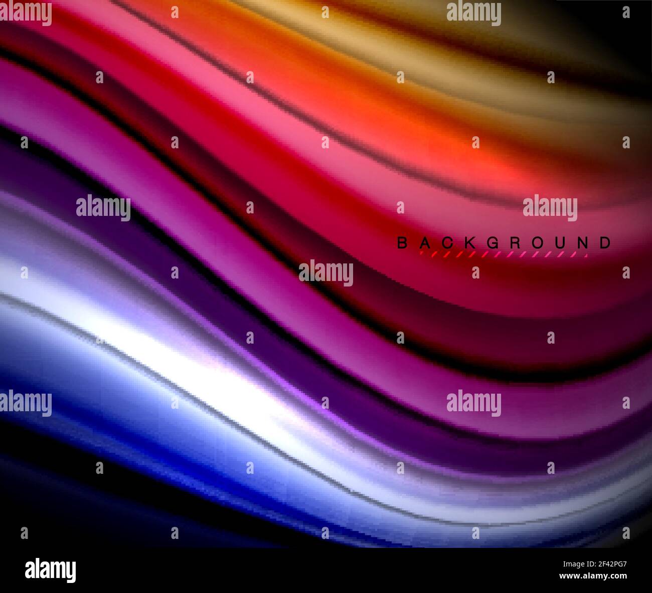Fluid wavy multicolored lines on black. Fluid wavy multicolored lines ...