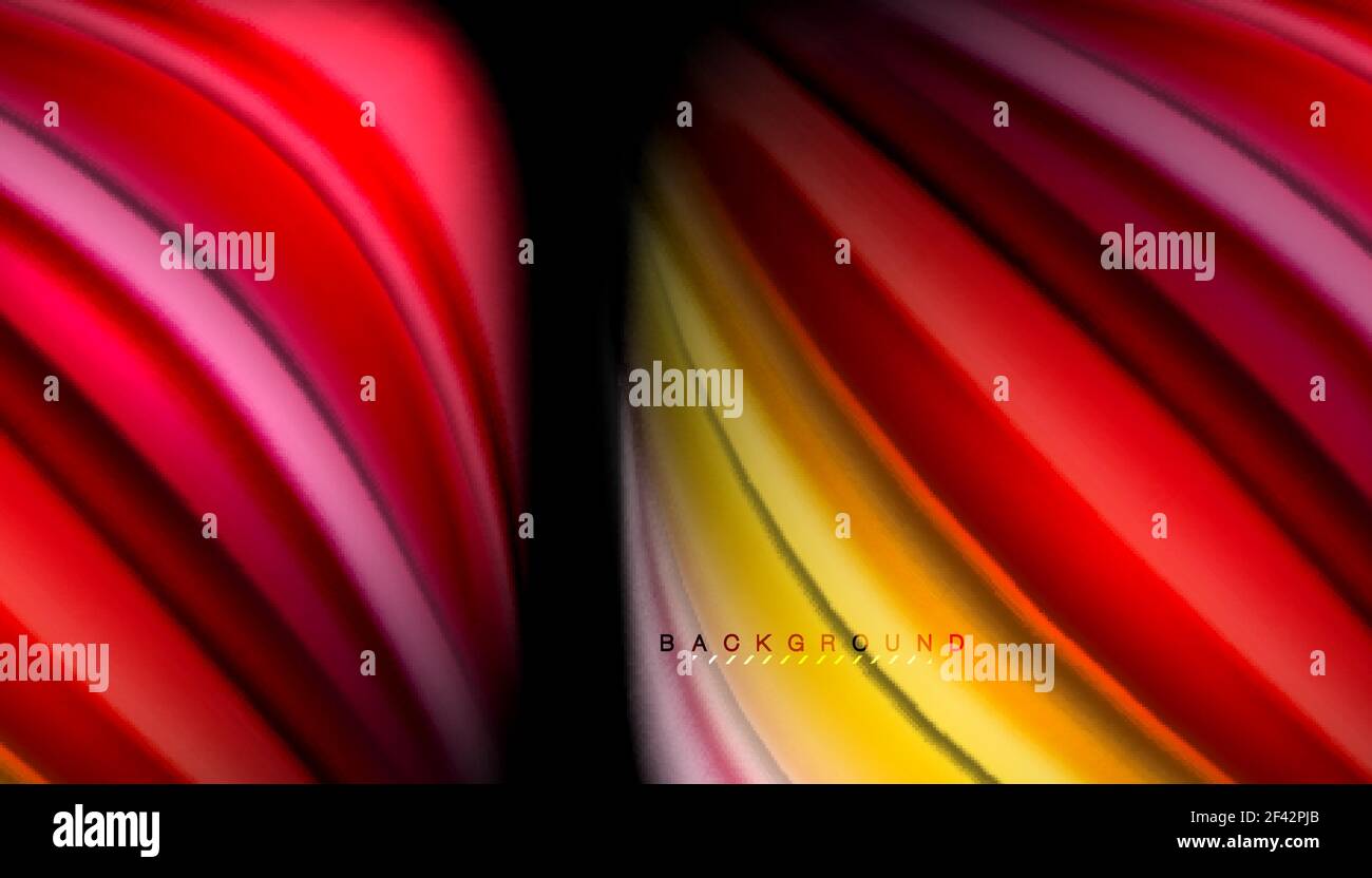 Fluid wavy multicolored lines on black. Fluid wavy multicolored lines ...