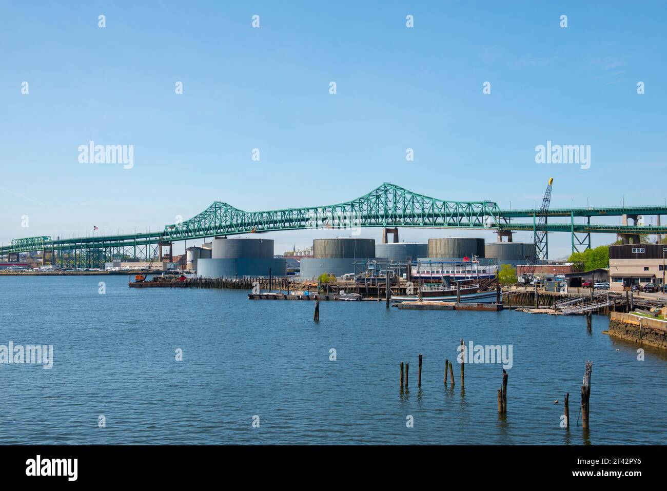 Maurice J. Tobin Memorial Bridge aka Tobin Bridge is a cantilever truss ...