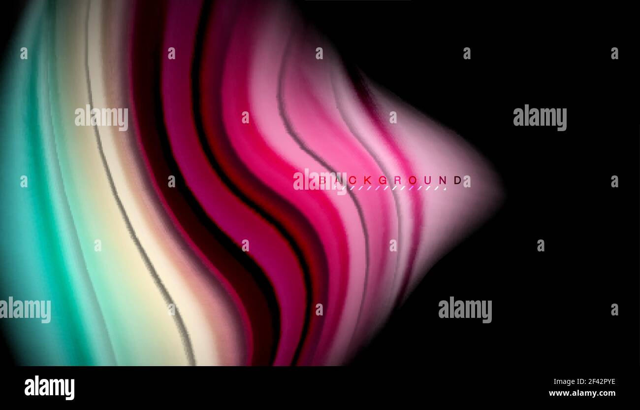 Fluid wavy multicolored lines on black. Fluid wavy multicolored lines ...