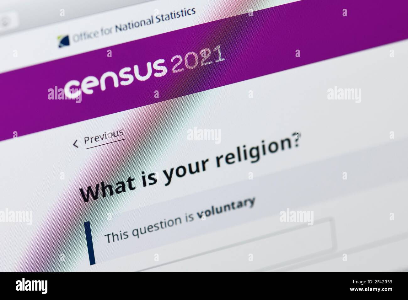 Computer screen close up of the UK Census 2021 Stock Photo - Alamy