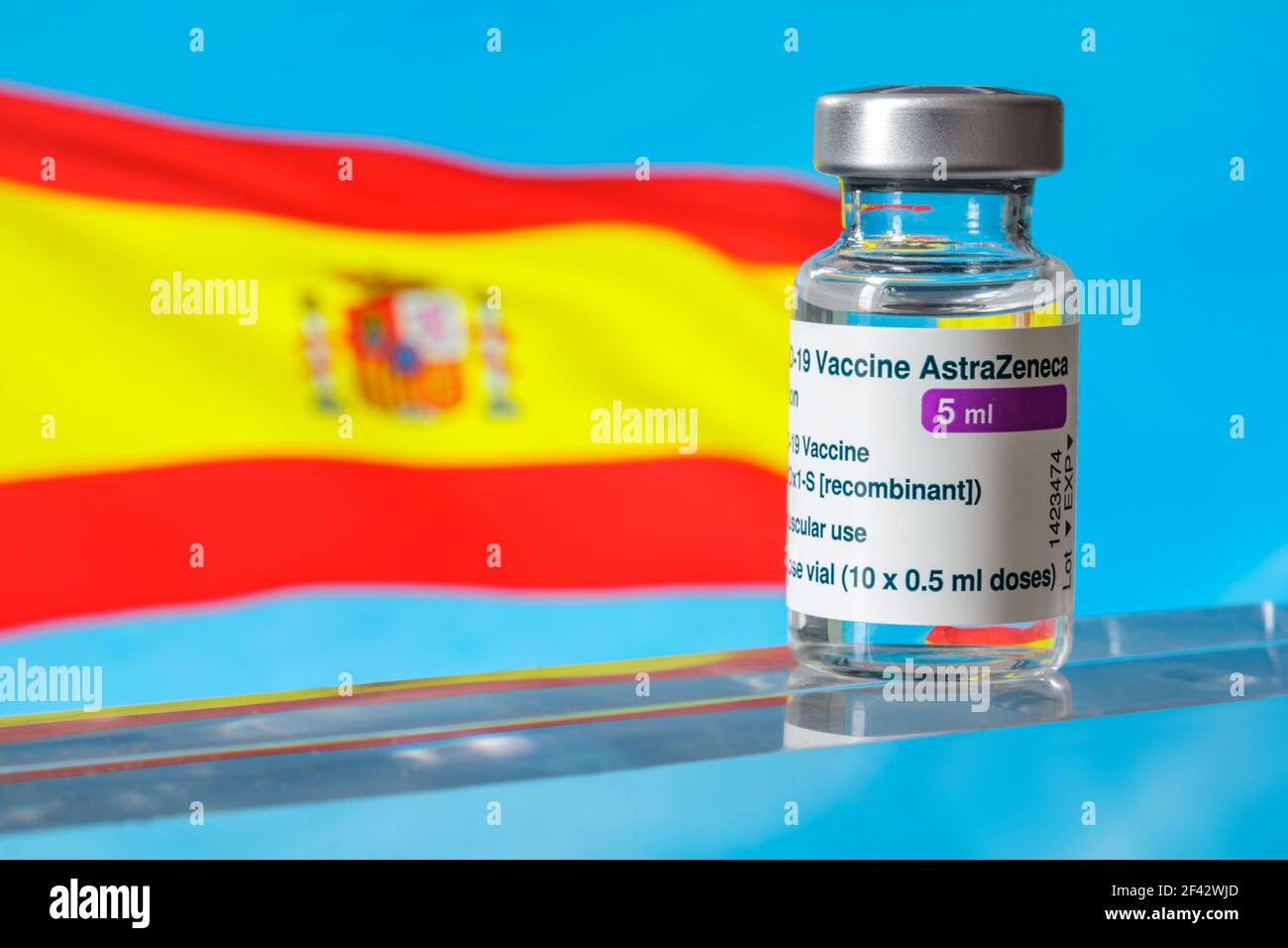 Montreal, CA - 18 March 2021: Vial of Astrazeneca Covid-19 vaccine in ...