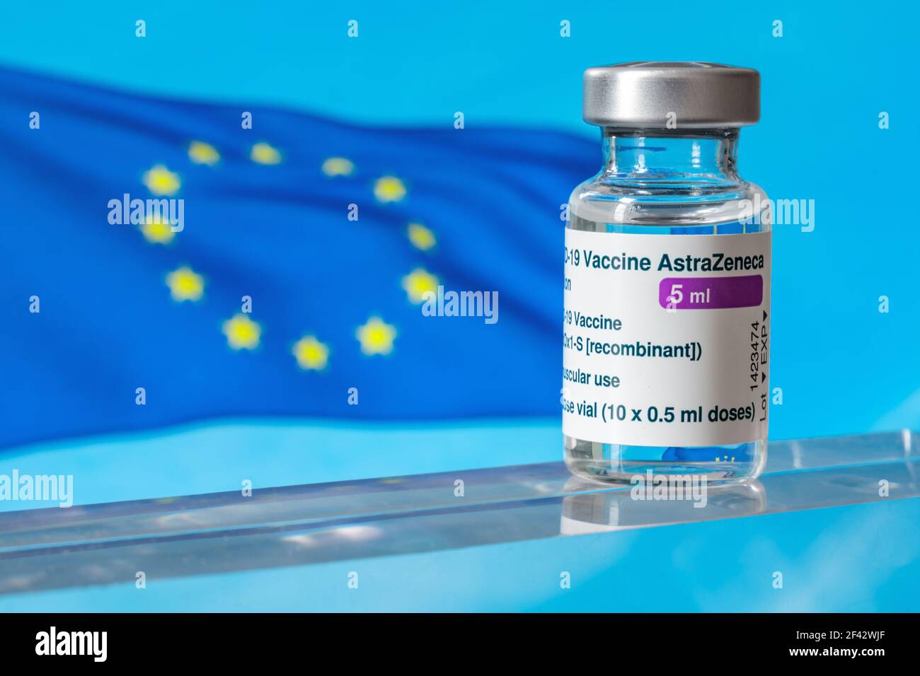 Montreal, CA - 18 March 2021: Vial of Astrazeneca Covid-19 vaccine in ...