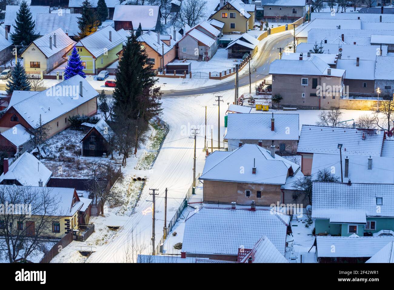 Bird's-eye view of Slovany village, Turiec region, Slovakia Stock Photo ...