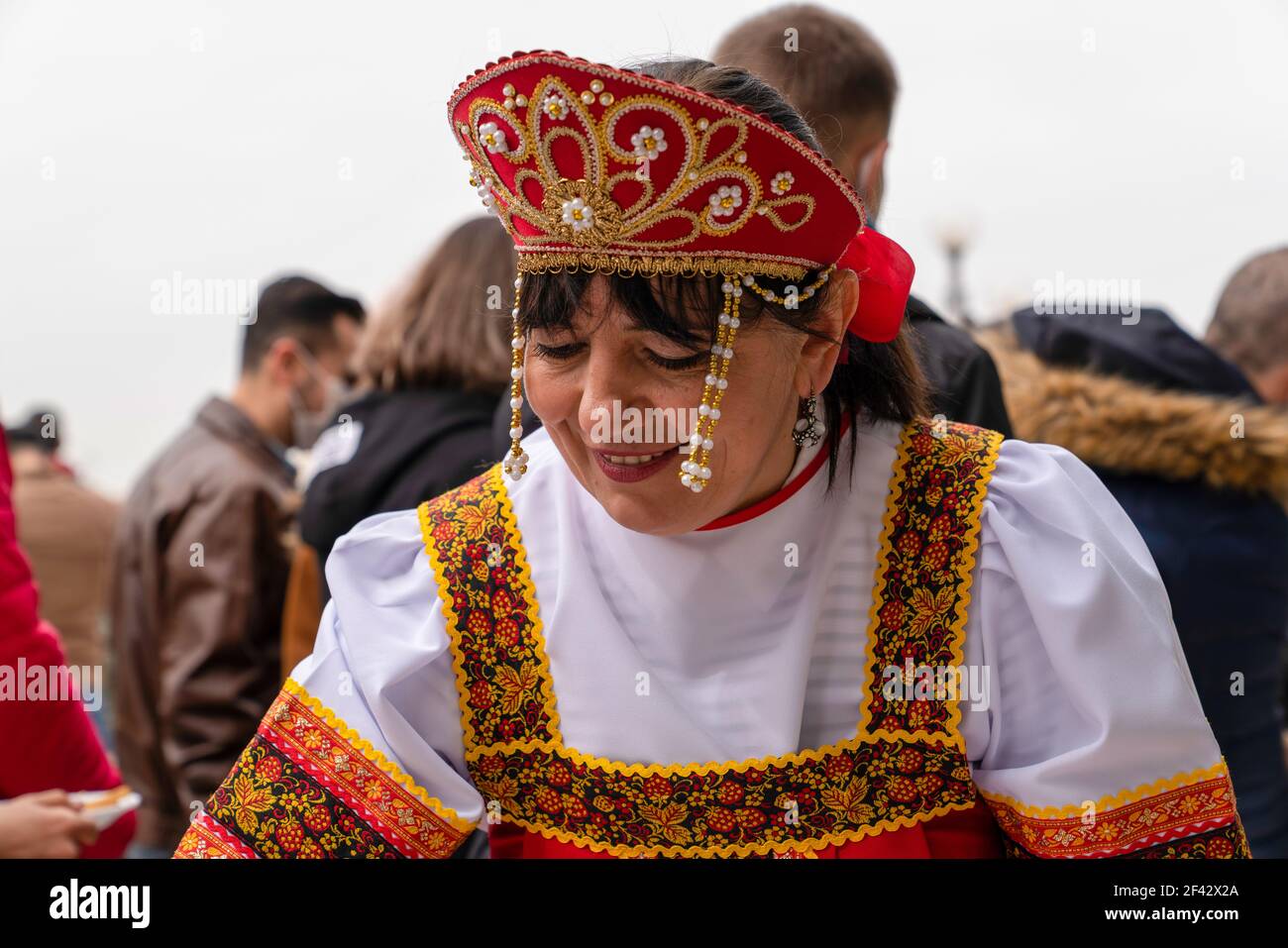 Ankara, Turkey - March 14 2021: Russian woman in traditional cloth in ...