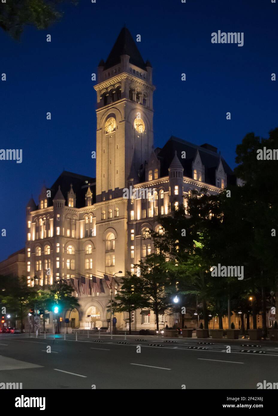 Old Post Office Tower at night, Washington, DC, USA Stock Photo - Alamy