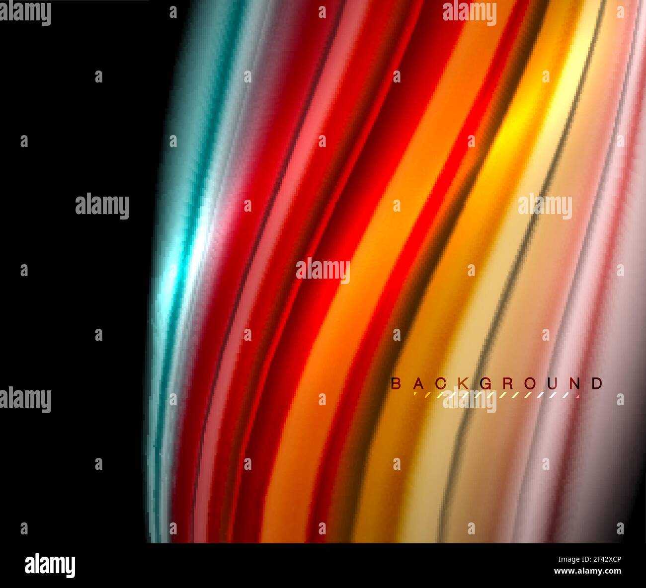 Fluid wavy multicolored lines on black. Fluid wavy multicolored lines ...