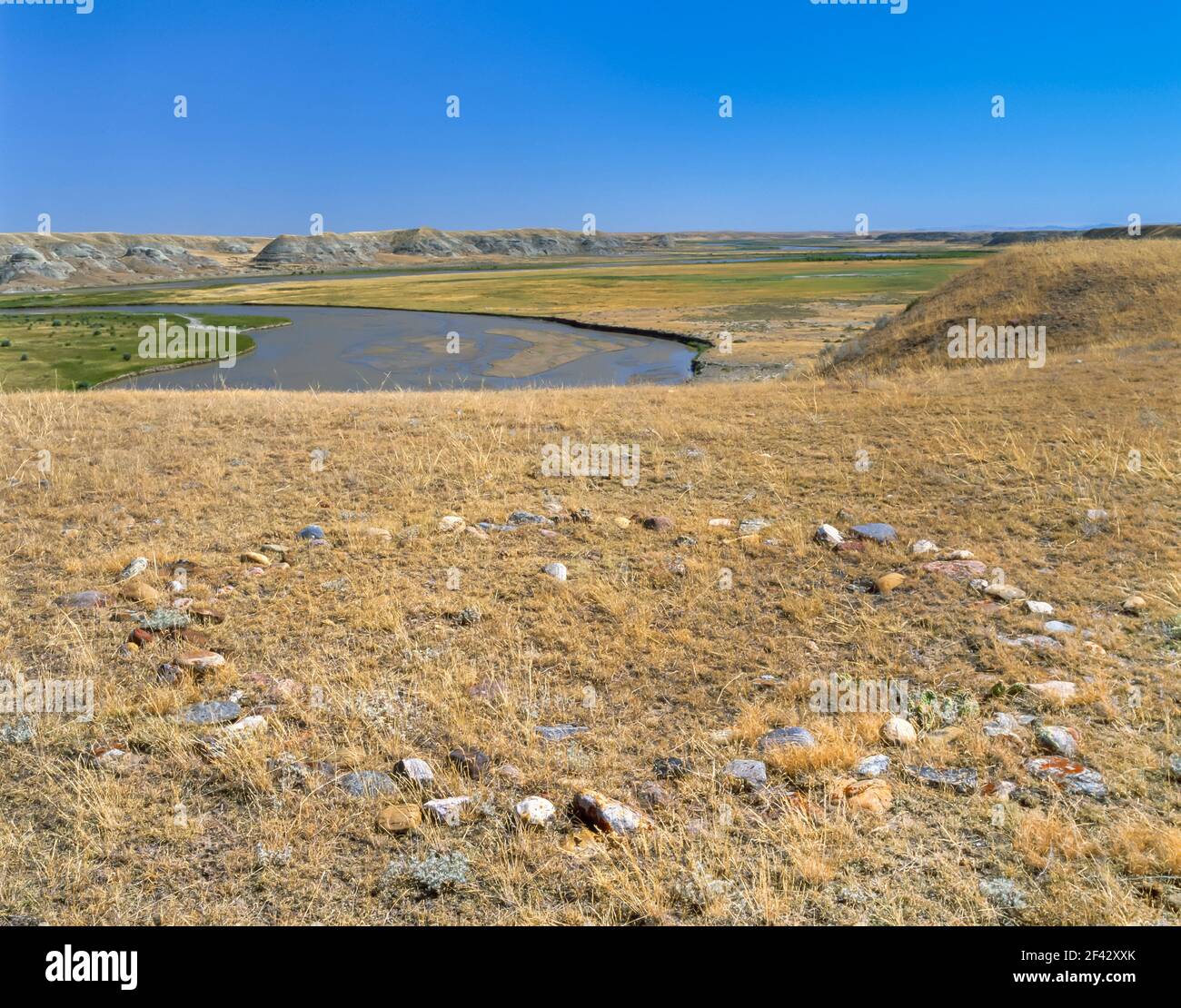 tipi ring on the prairie over the milk river valley near havre, montana ...